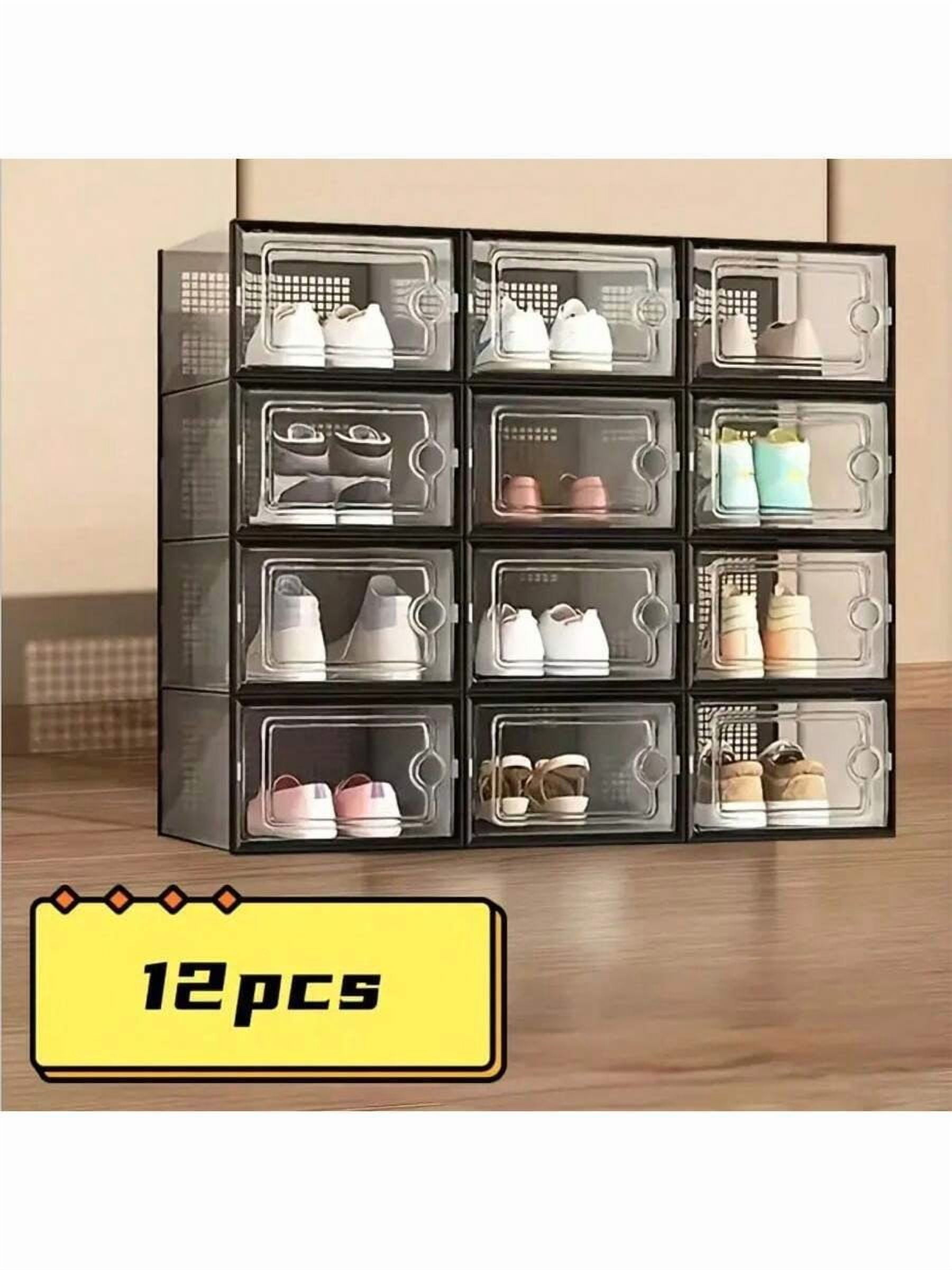 6/12 Thick Transparent Shoe Box With Lid, Foldable And Stackable Shoe ...