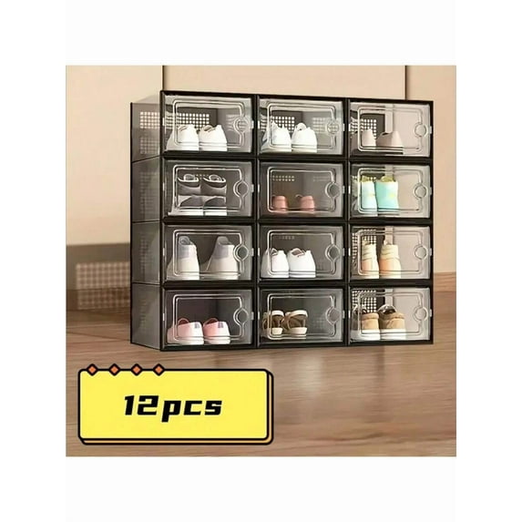 6/12 Thick Transparent Shoe Box With Lid, Foldable And Stackable Shoe ...