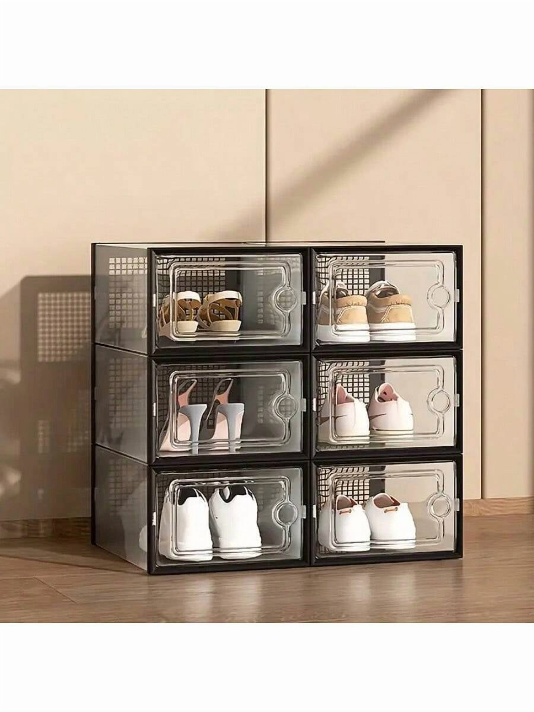 6/12 Thick Transparent Shoe Boxes With Lids, Foldable And Stackable ...