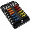 6/12 Way 12V Fuse Box, Fuse Holder Blade Fuse Blocks with 16 Fuses 6 ...