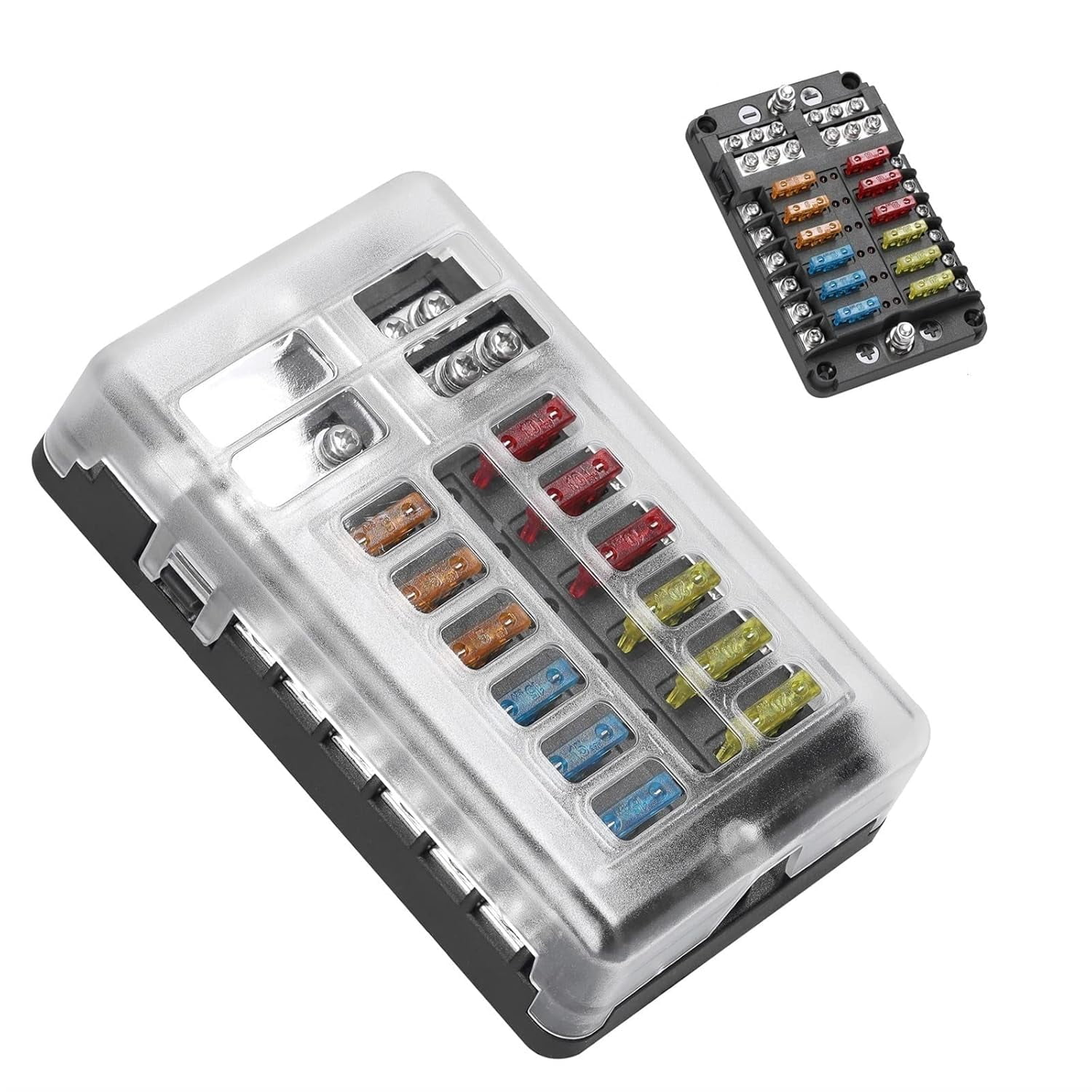 6/12 Way Positive Negative Anodes Fuse Block Box Transparent Cover ...