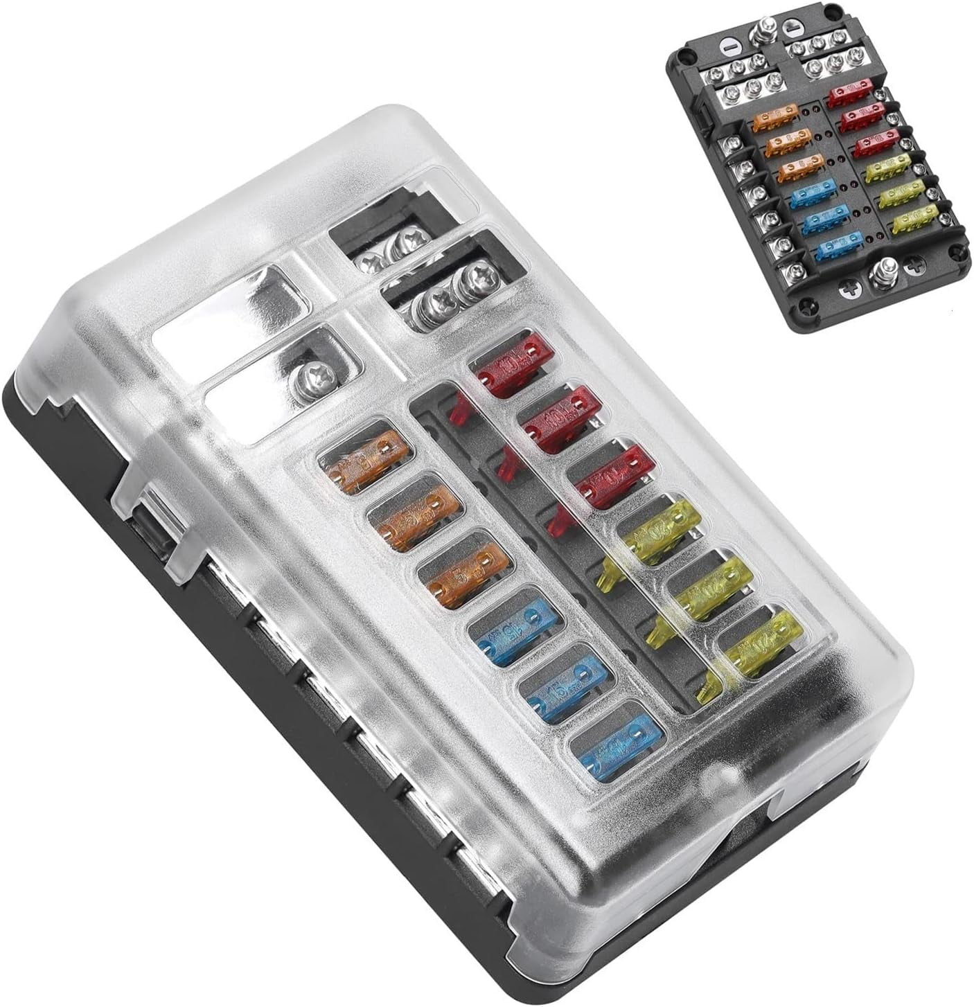 6/12 Way Positive Negative Anodes Fuse Block Box Transparent Cover ...