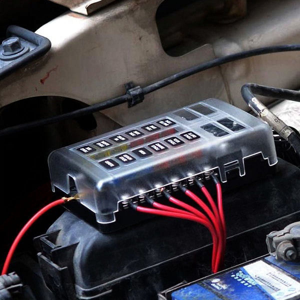 NUAHRHY 6/12 Ways Fuse Box 12V/24V Bus Bar Car Marine Fuse Box Holder ...