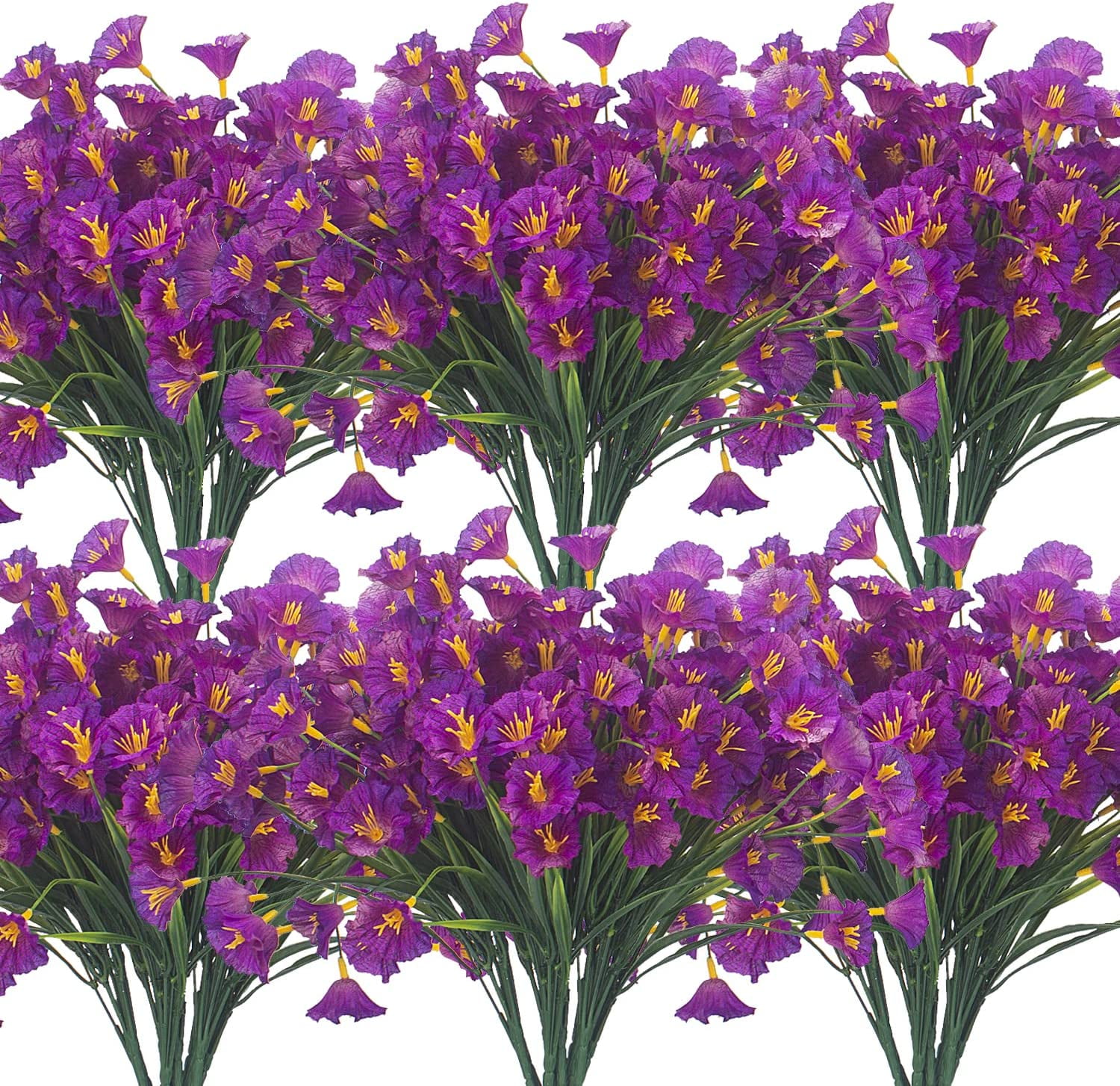 6/12PCS Artificial Flowers for Outdoor, UV Resistant Fake Violet ...