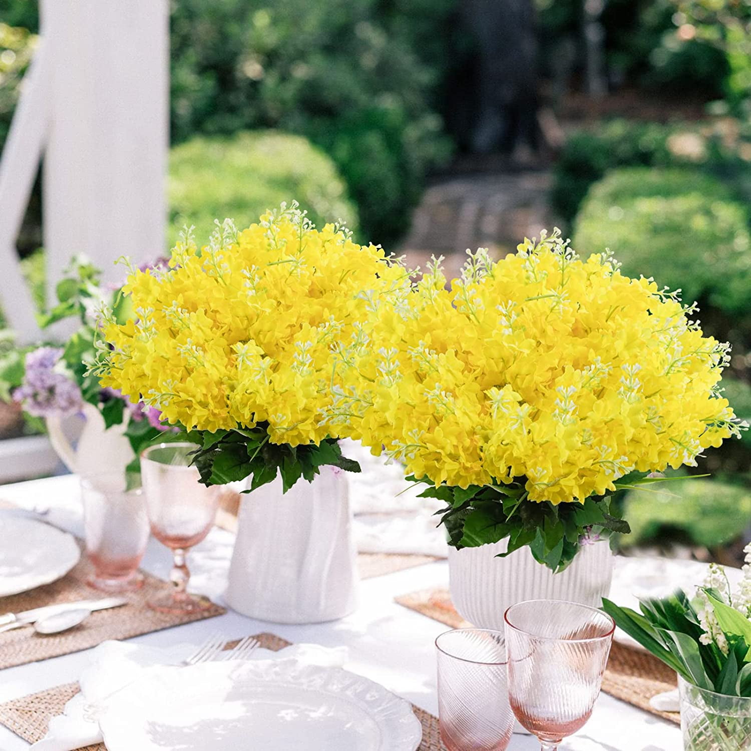 6 12pcs Artificial Wisteria Flowers Bouquet Fake Silk Faux Hyacinth