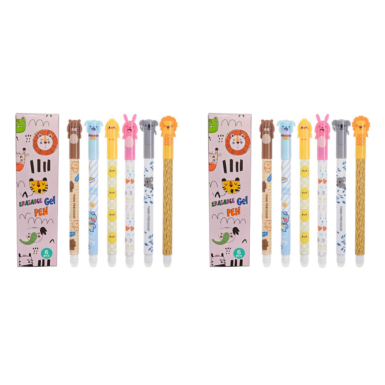 6/12PCS Student Stationery Cute Cartoon 0.5mm Erasable Gel Pen,Neutral ...