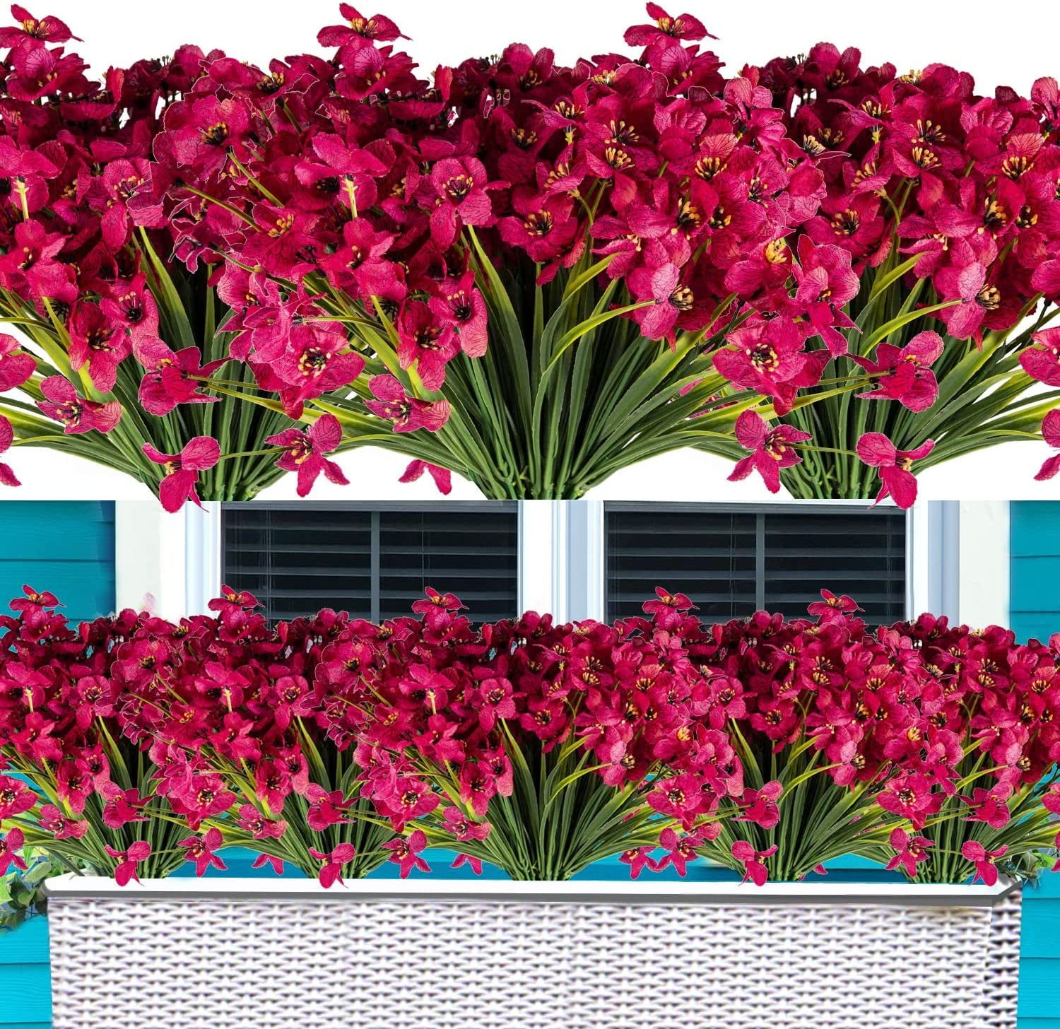 6/12pcs Artificial Fake Flowers for Outdoor Decoration, UV Resistant no ...