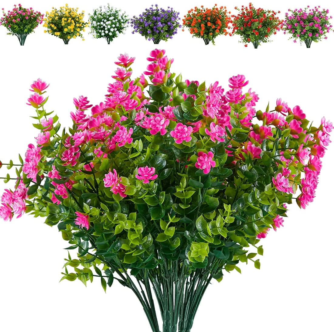 6/12pcs Artificial Flowers Outdoor Fake Boxwood Shrubs UV Resistant ...