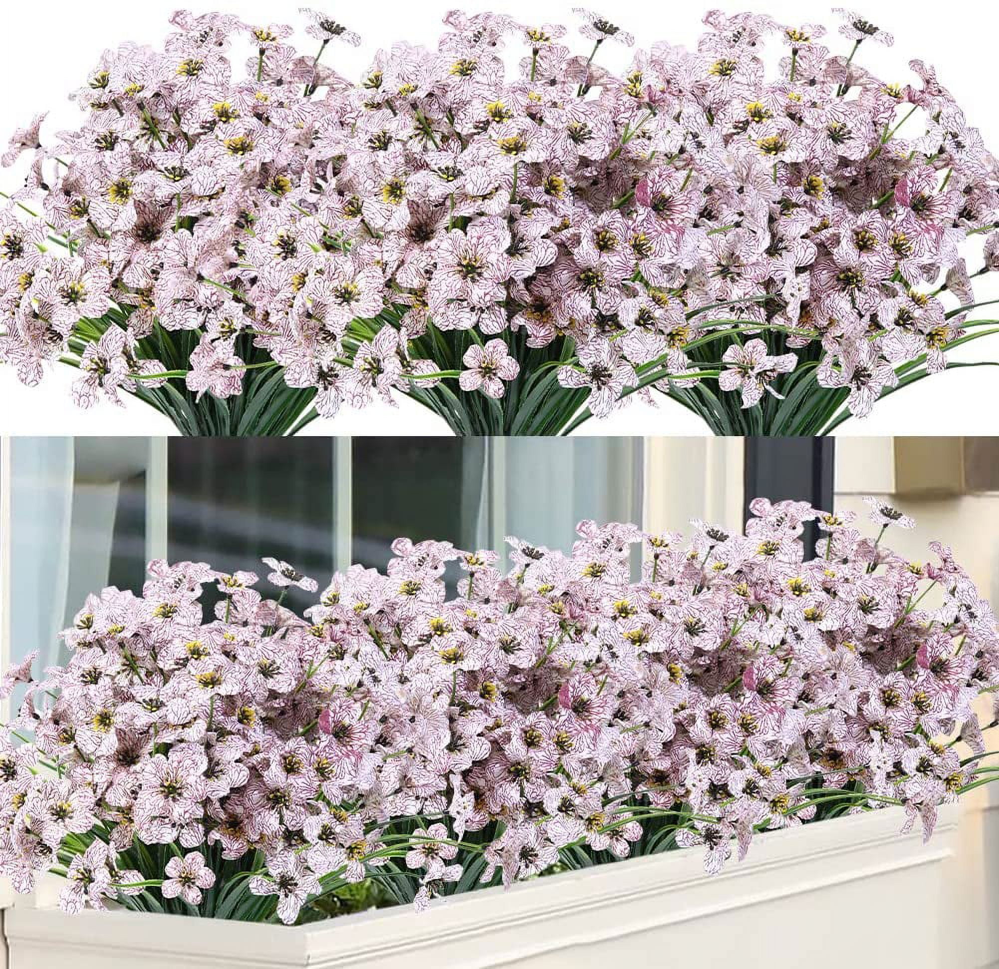 6/12pcs Artificial Violet Flowers Outdoor UV Resistant No Fade Fake ...