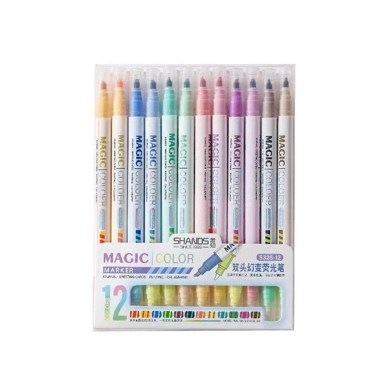 6/12pcs Double-ended Magic Color Highlighter Changing Pen Set ,Diary ...