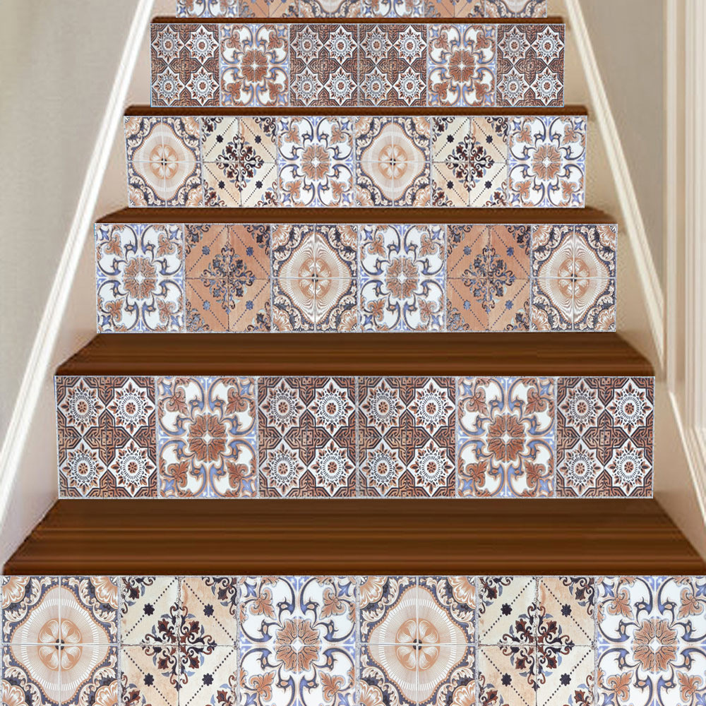 6 / 13PCS Removable Stairs Sticker Step Self-Adhesive Ceramic Tiles PVC ...