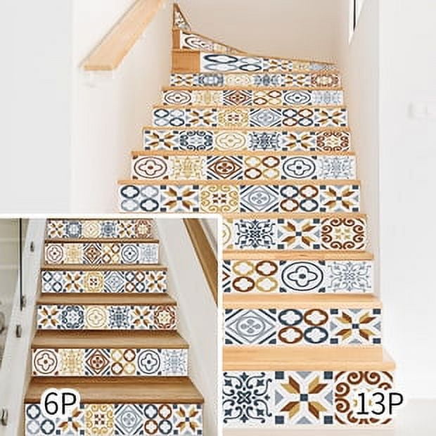 6/13PCS Retro Wodden Staircase Riser Stickers Self-adhesive PVC ...