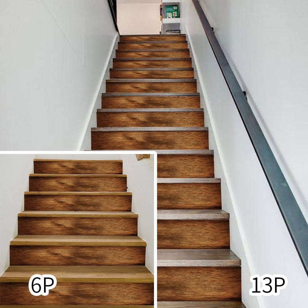 6/13PCS Retro Wodden Staircase Riser Stickers Self-adhesive PVC ...