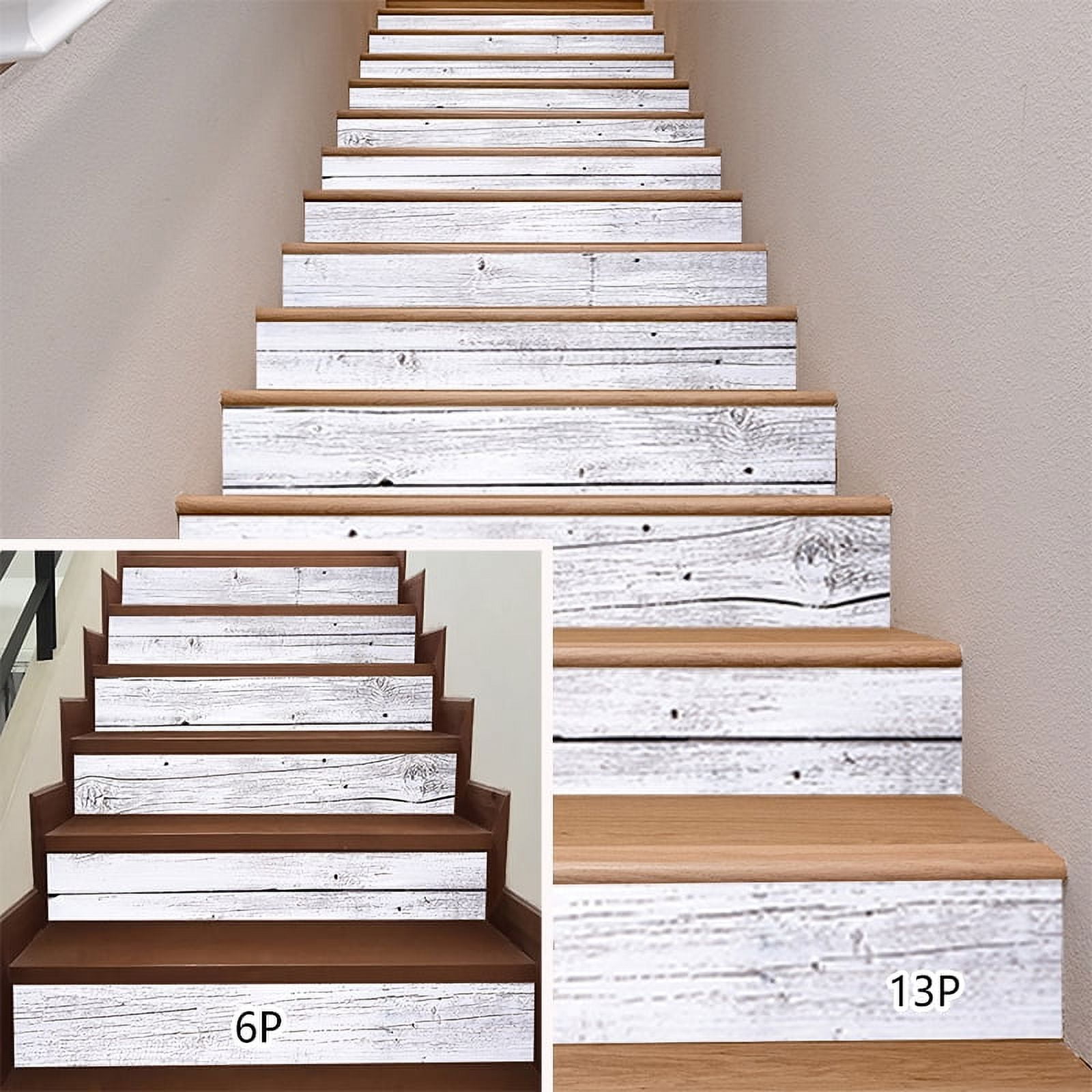 6/13PCS Retro Wodden Staircase Riser Stickers Self-adhesive PVC ...