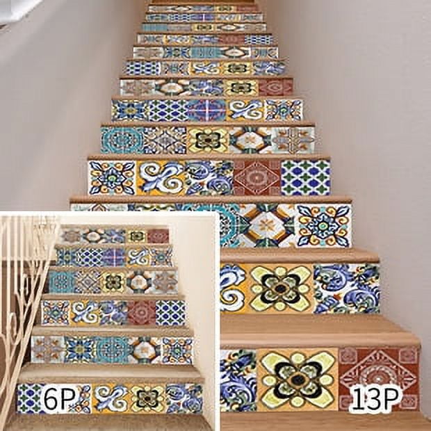 6/13PCS Retro Wodden Staircase Riser Stickers Self-adhesive PVC ...