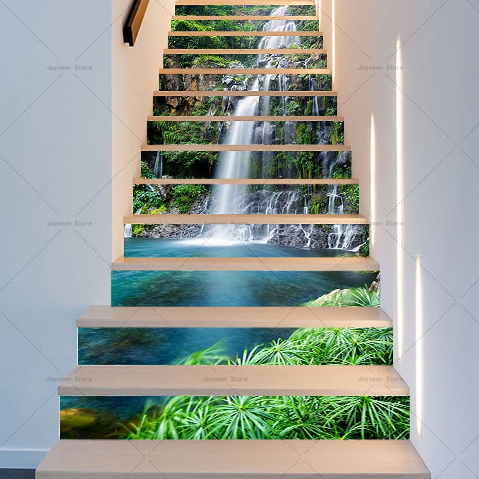 6/13PCS Stair Stickers DIY Old House Renovation Landscape Waterfall ...