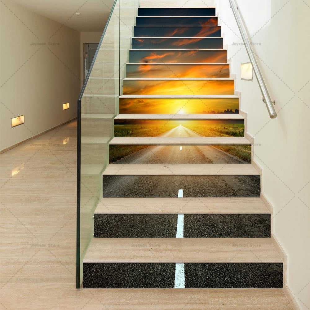 6/13PCS Stair Stickers DIY Old House Renovation Landscape Waterfall ...