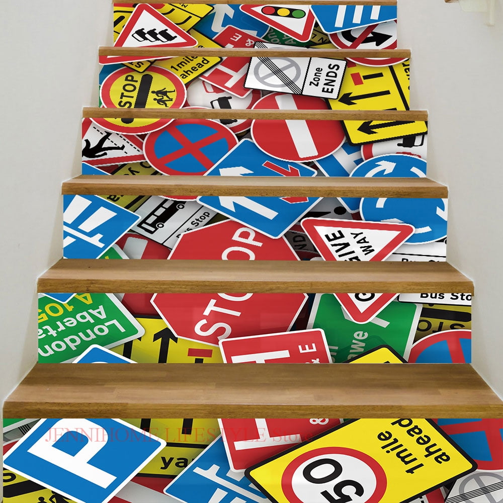 6/13PCS Waterfalls Scenery 3D Wall Sticker Stair Decal Stairs ...