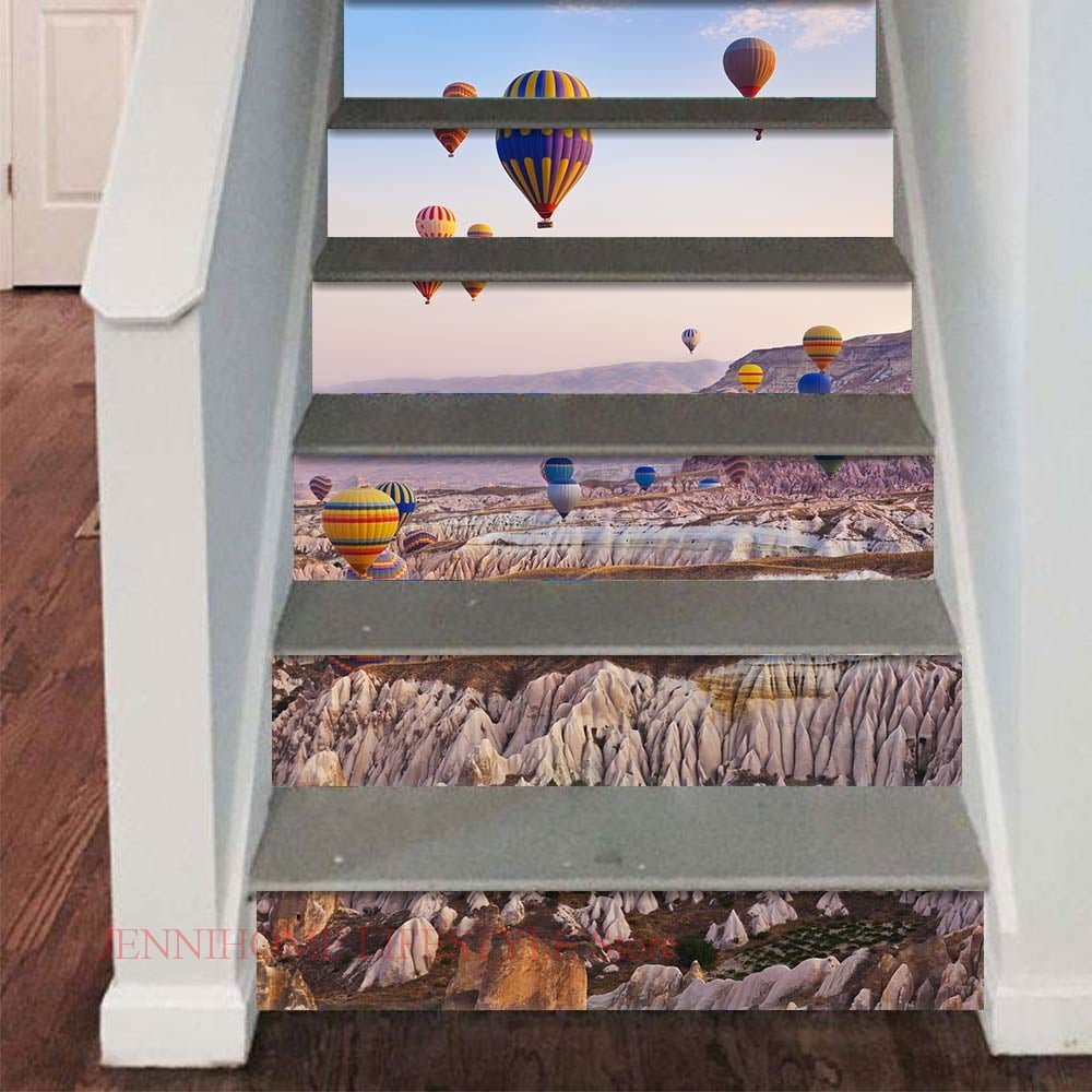 6/13PCS Waterfalls Scenery 3D Wall Sticker Stair Decal Stairs ...