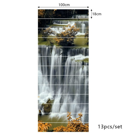 6/13Pcs Waterfall Scenery Landscape Stair Stickers Mural Self Adhesive ...
