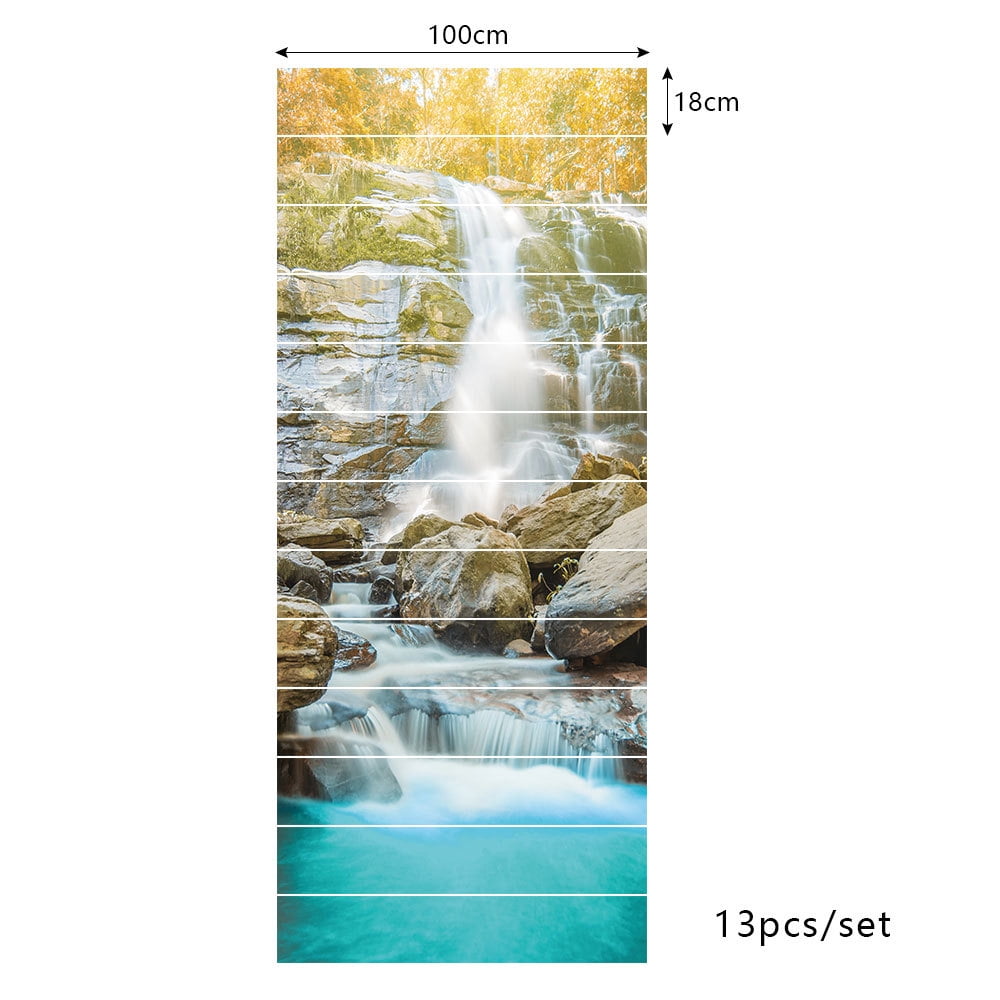 6/13Pcs Waterfall Scenery Landscape Stair Stickers Mural Self Adhesive ...
