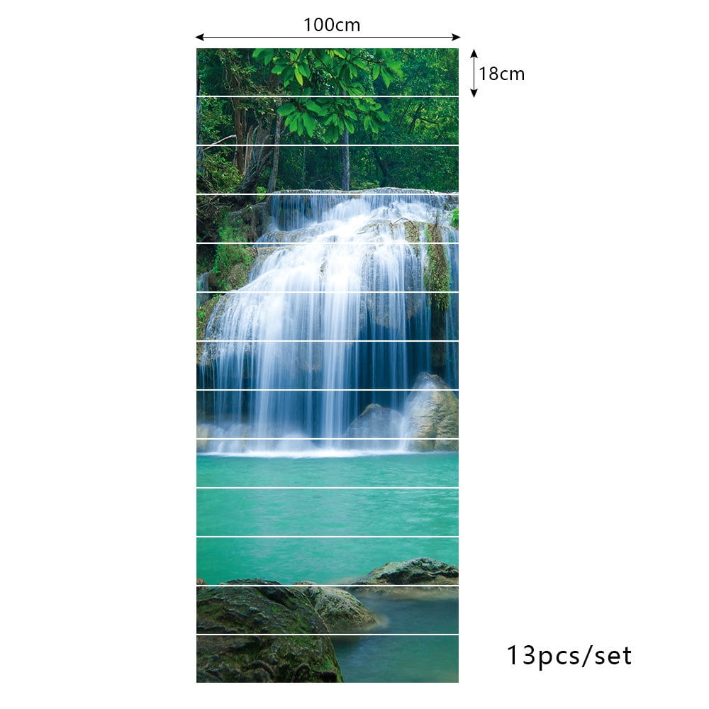 6/13Pcs Waterfall Scenery Landscape Stair Stickers Mural Self Adhesive ...