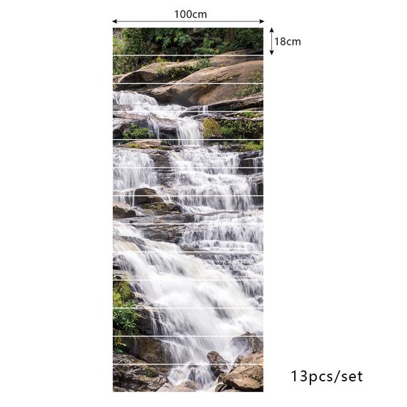 6/13Pcs Waterfall Scenery Landscape Stair Stickers Mural Self Adhesive ...