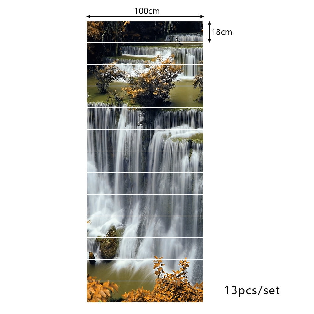 6/13Pcs Waterfall Scenery Landscape Stair Stickers Mural Self Adhesive ...