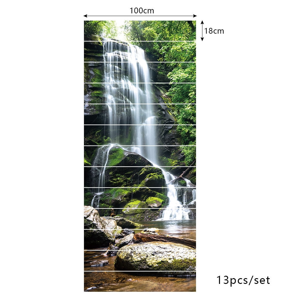 6/13Pcs Waterfall Scenery Landscape Stair Stickers Mural Self Adhesive ...