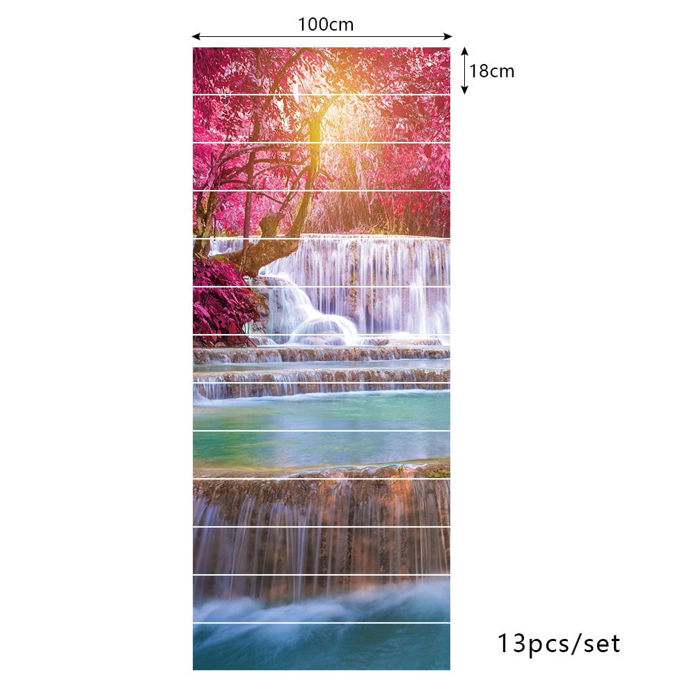 6/13Pcs Waterfall Scenery Landscape Stair Stickers Mural Self Adhesive ...