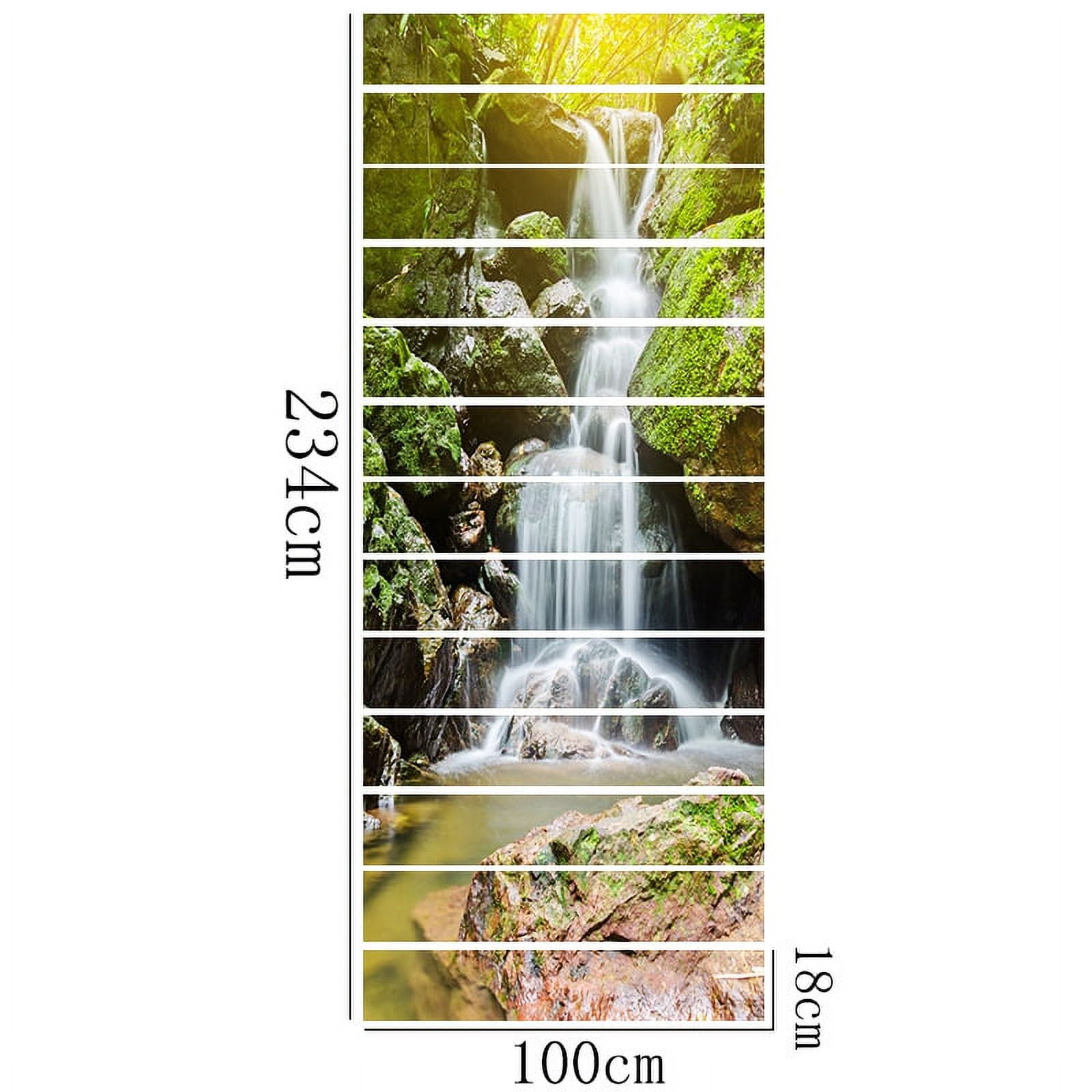 6/13Pcs Waterfall Scenery Landscape Stair Stickers Mural Self Adhesive ...