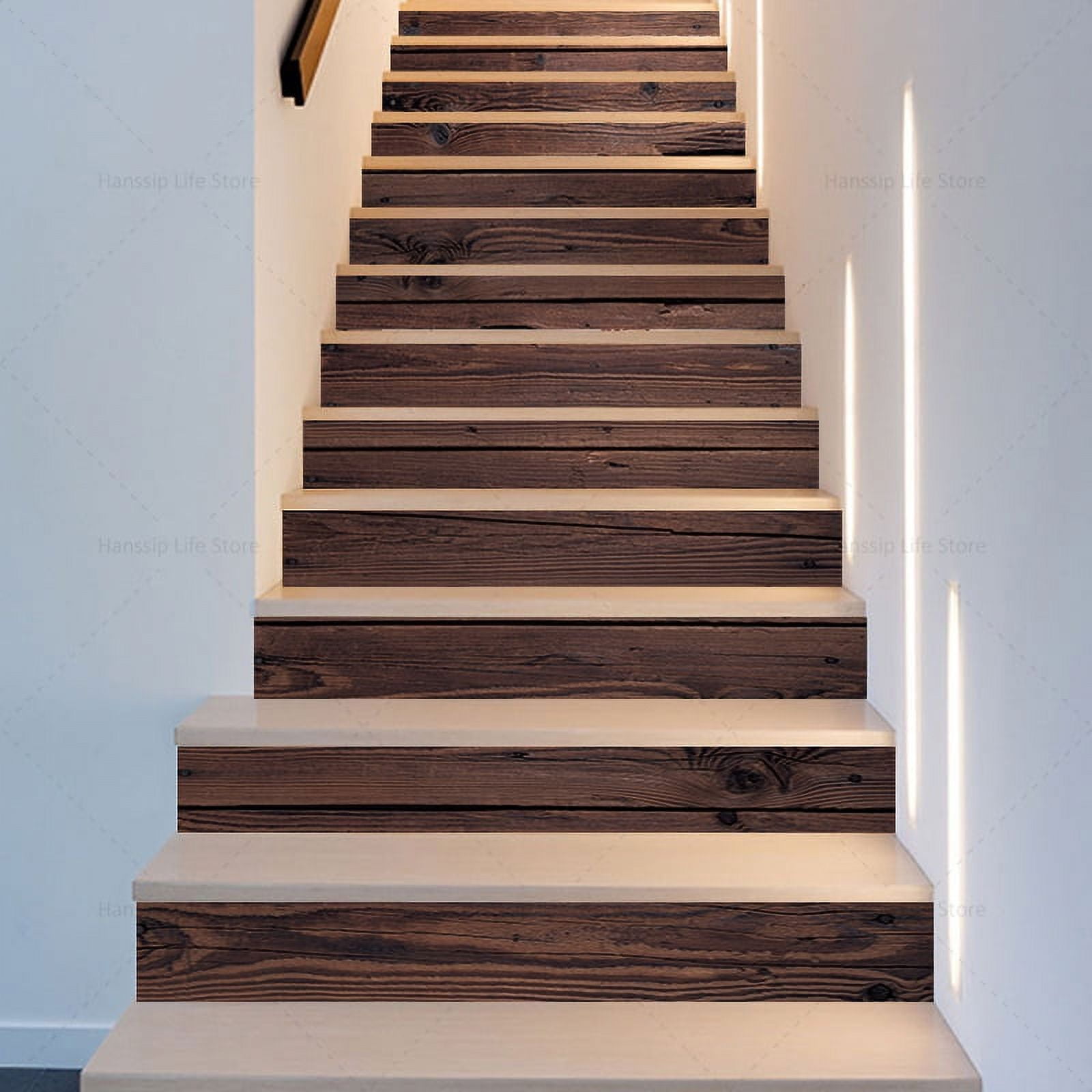 6/13Pcs Wood Style Stair Stickers Home Decorations Retro Wooden ...