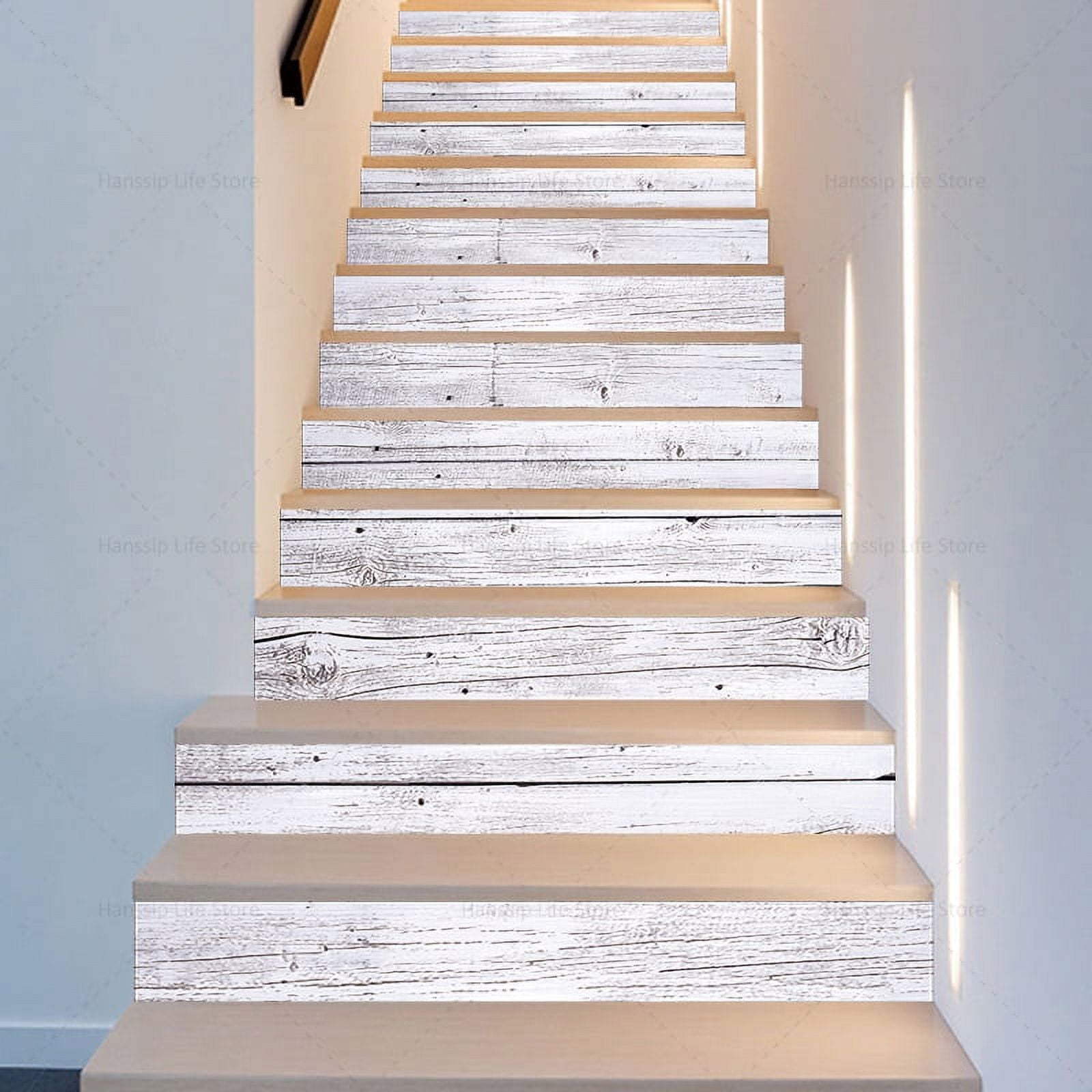 6/13Pcs Wood Style Stair Stickers Home rations Retro Wooden Staircase ...