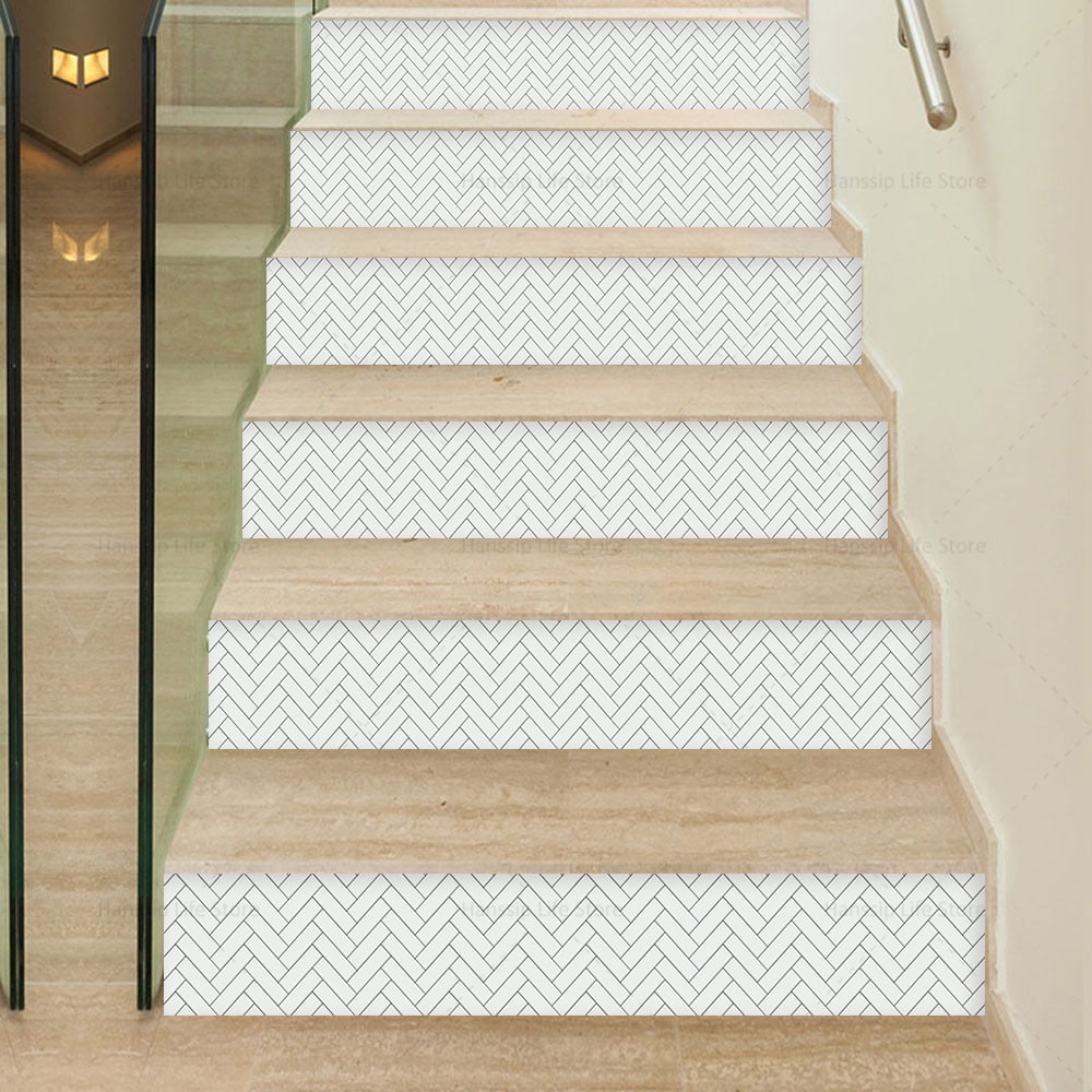 6/13Pcs Wood Style Stair Stickers Home rations Retro Wooden Staircase ...