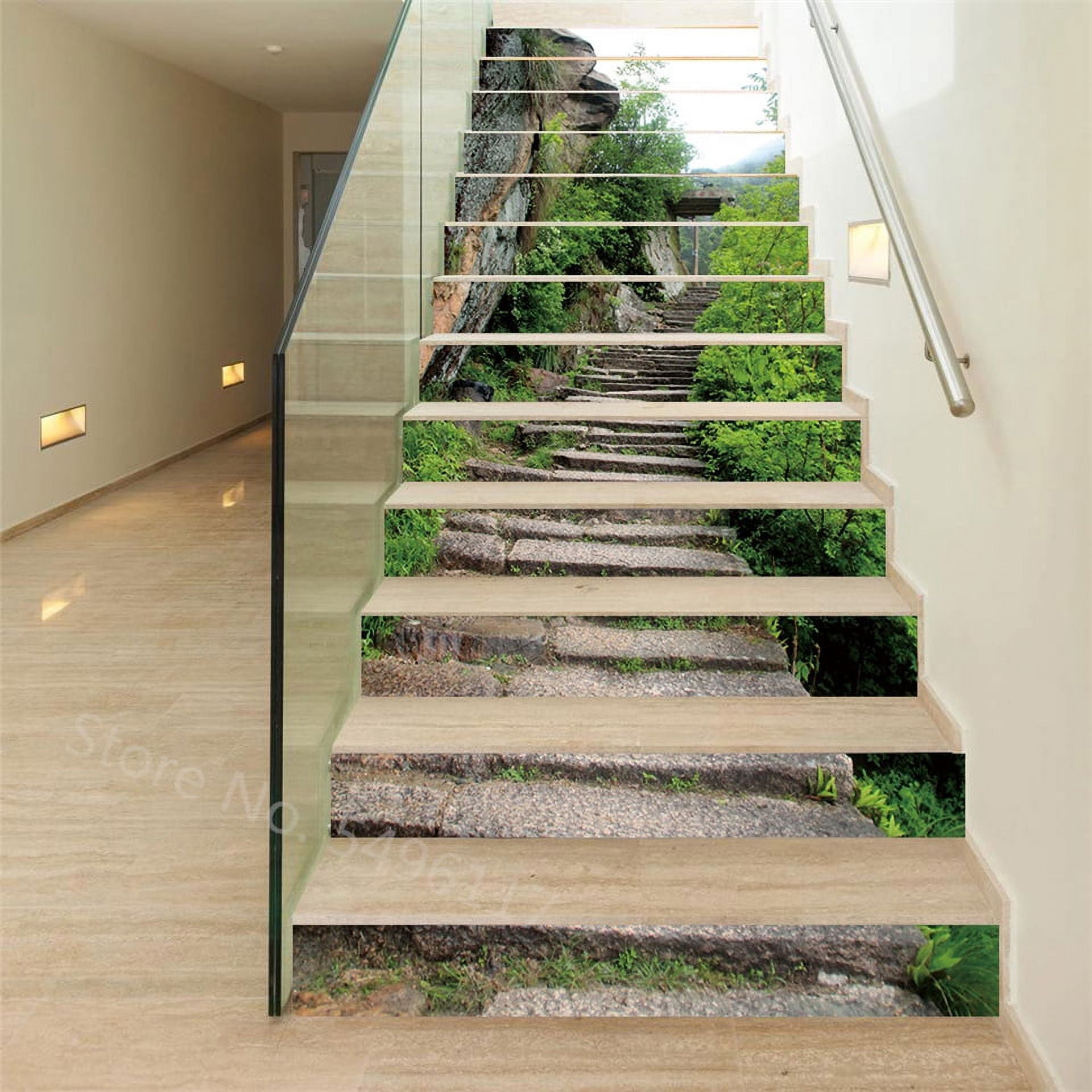 6/13pcs Landscape Waterfall Staircase Sticker Adhesive Waterproof 3D ...