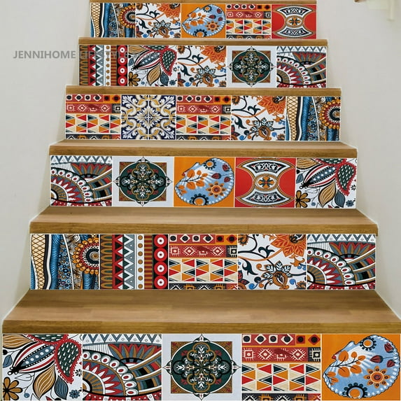 6/13pcs Self-adhesive Stair Sticker Vinyl Colorful Landscape Removable ...