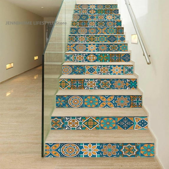 6/13pcs Self-adhesive Stair Sticker Vinyl Colorful Landscape Removable ...