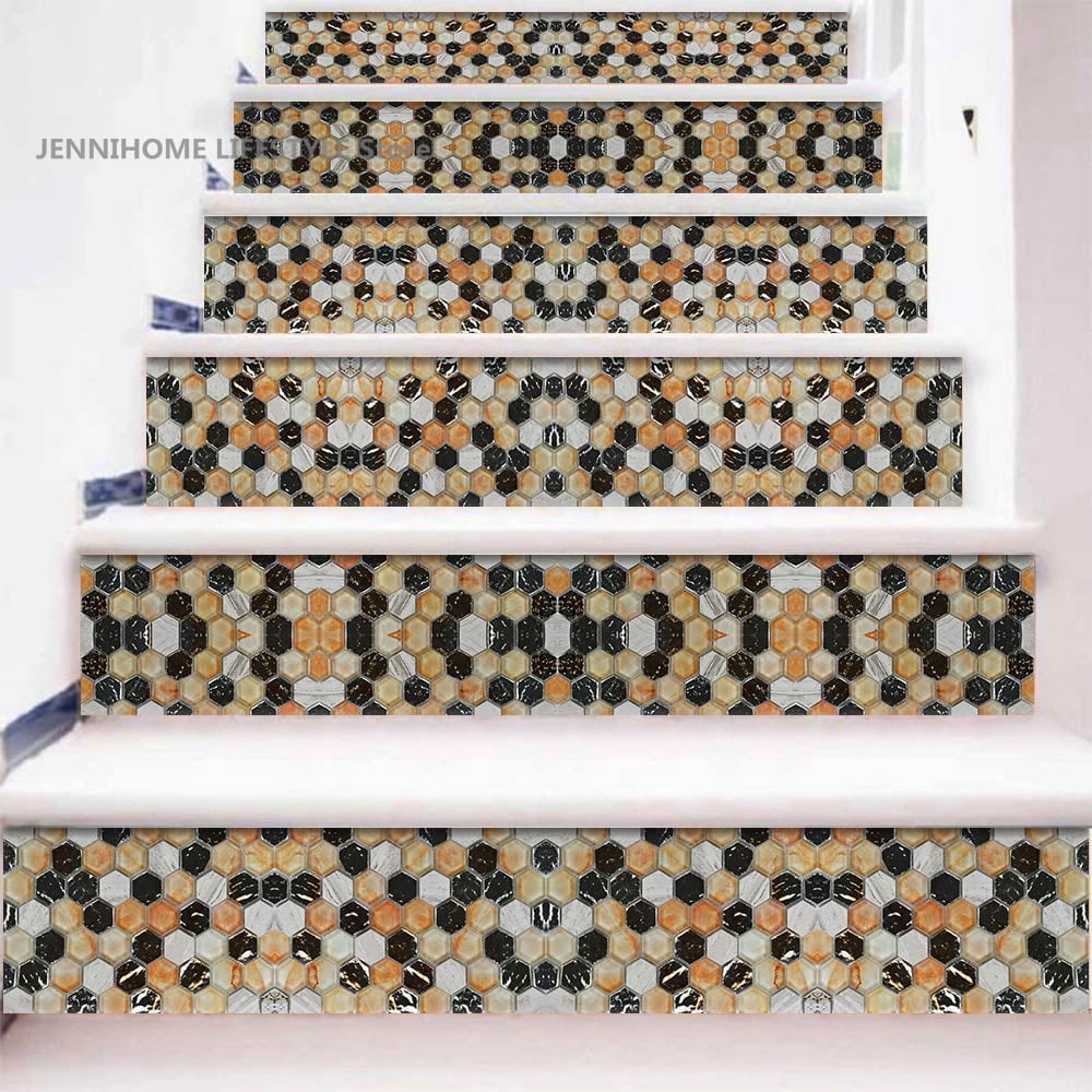6/13pcs Self-adhesive Stair Sticker Vinyl Colorful Landscape Removable ...