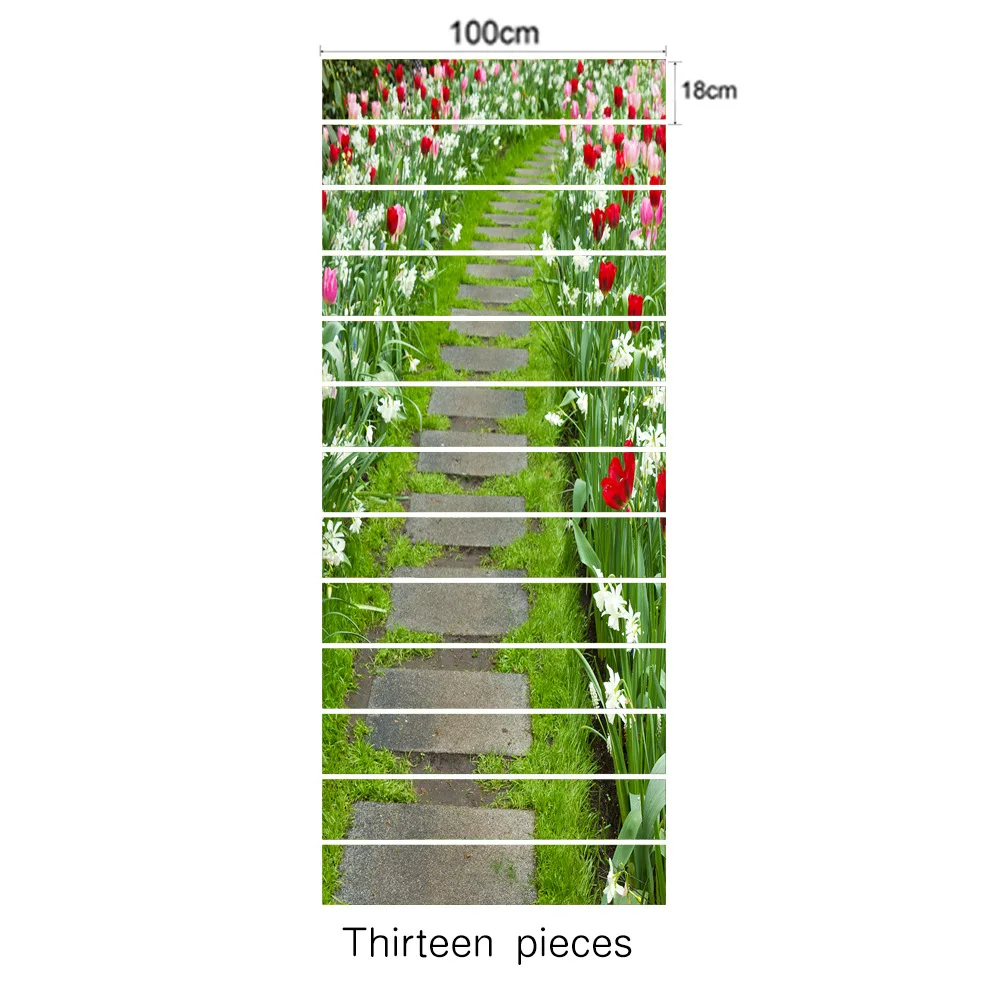 6/13pcs Stair Stickers Vinyl Adhesive Mosaic 3D Simulation Stairway ...