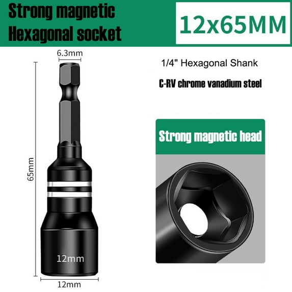 6-14mm Magnetic Nut Socket 1/4" Shank Hexagon Screwdriver Bit for ...