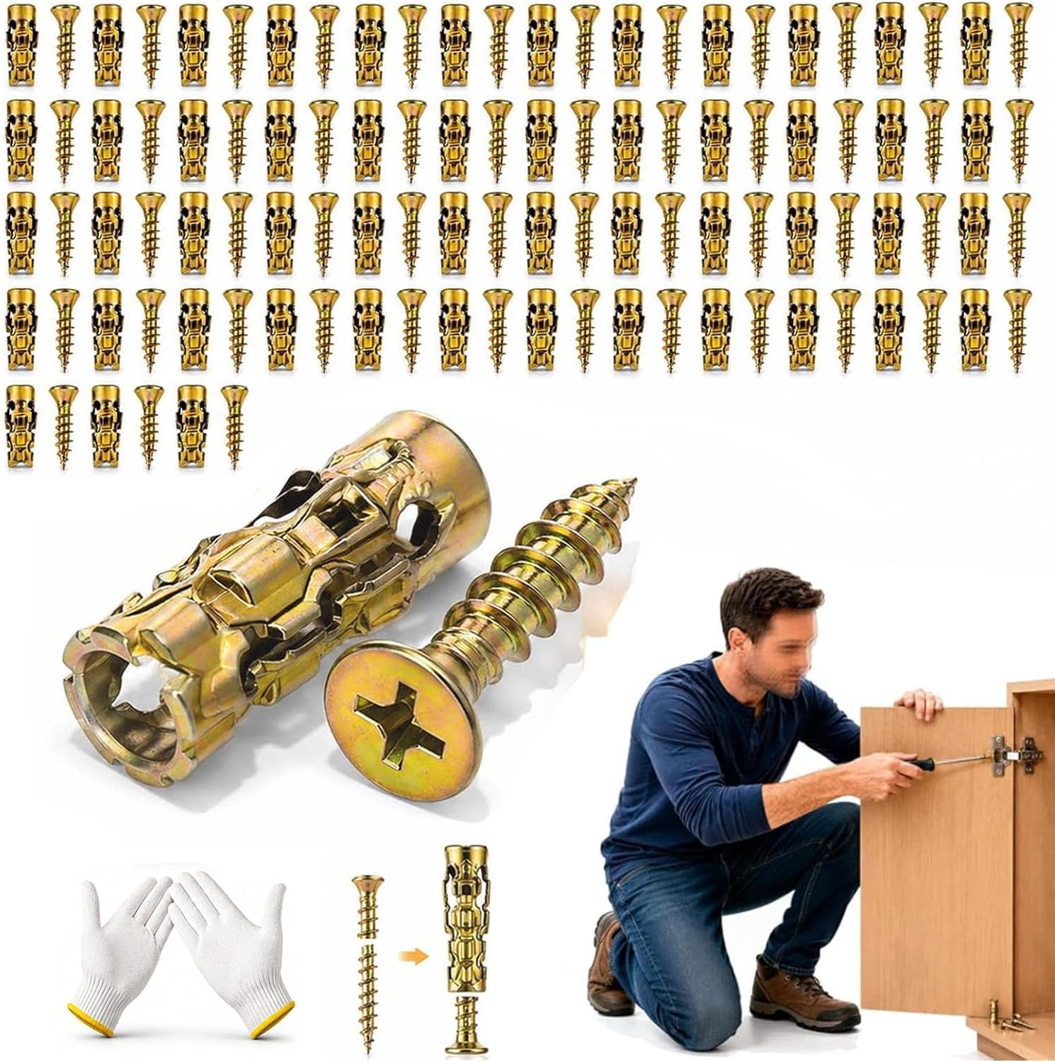 6×14mm Short Expansion Screw Set for Cabinet Hinge Repair & Stripped ...