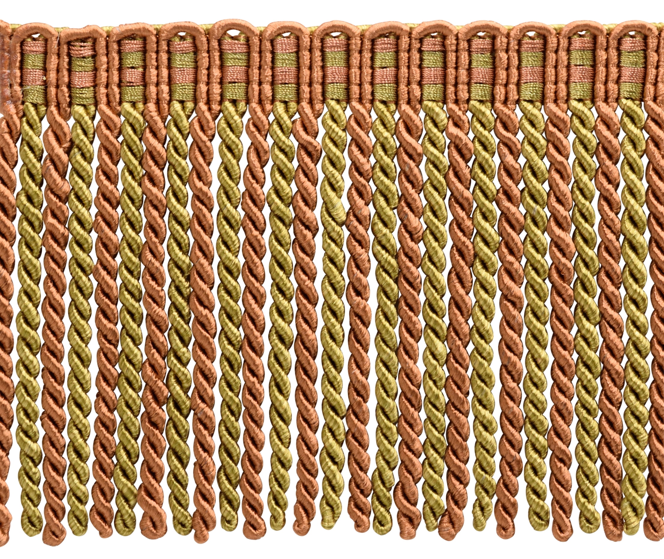 6" (15cm) Noblesse Collection Bullion Fringe Trim with Fancy Knitted Header # DB6,, Rust Medley ...