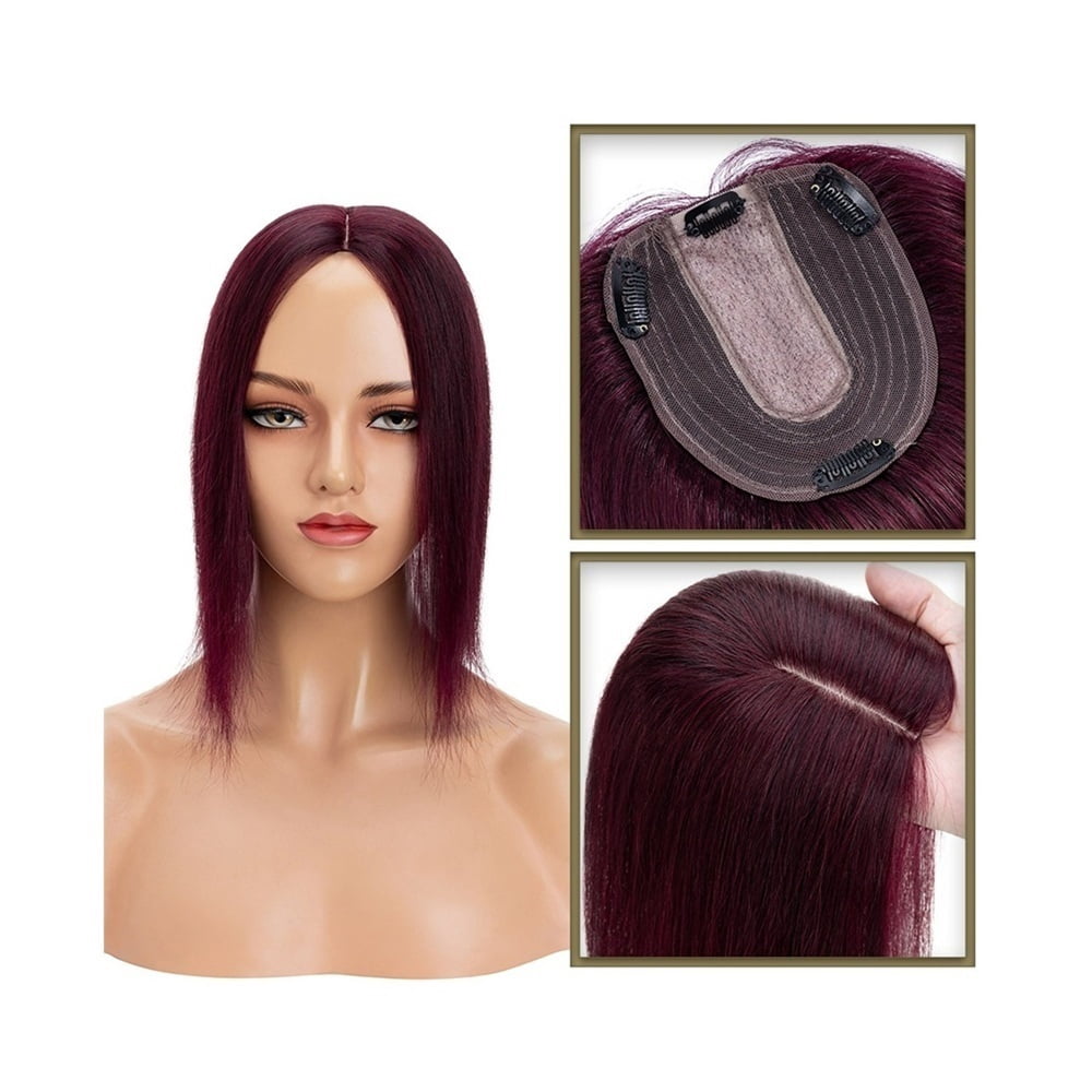 6-18 Inch Human Hair Topper for Women, Real Human Hair No Bangs 10*12 ...