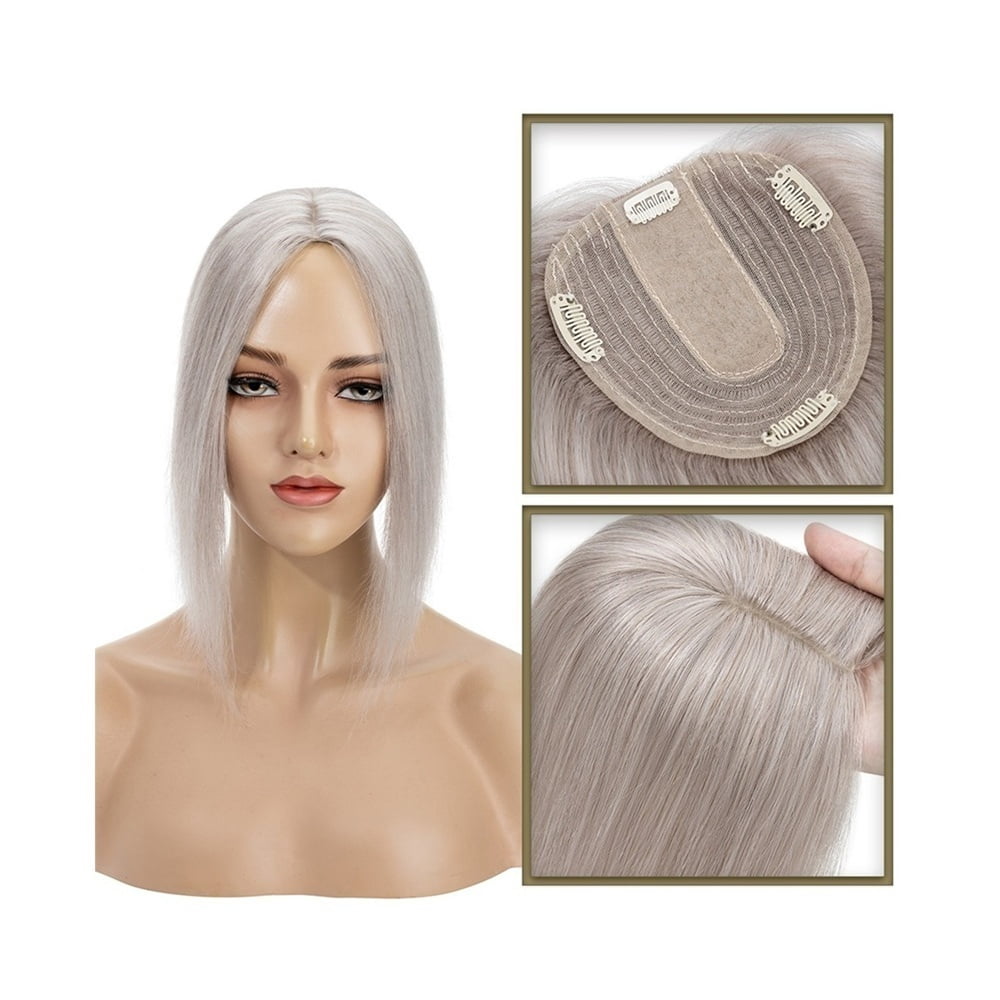 6-18 Inch Human Hair Topper for Women, Real Human Hair No Bangs 10*12 ...