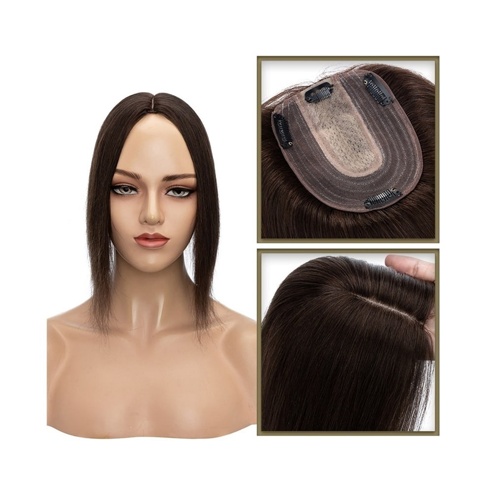 6-18 Inch Human Hair Topper for Women, Real Human Hair No Bangs 10*12 ...