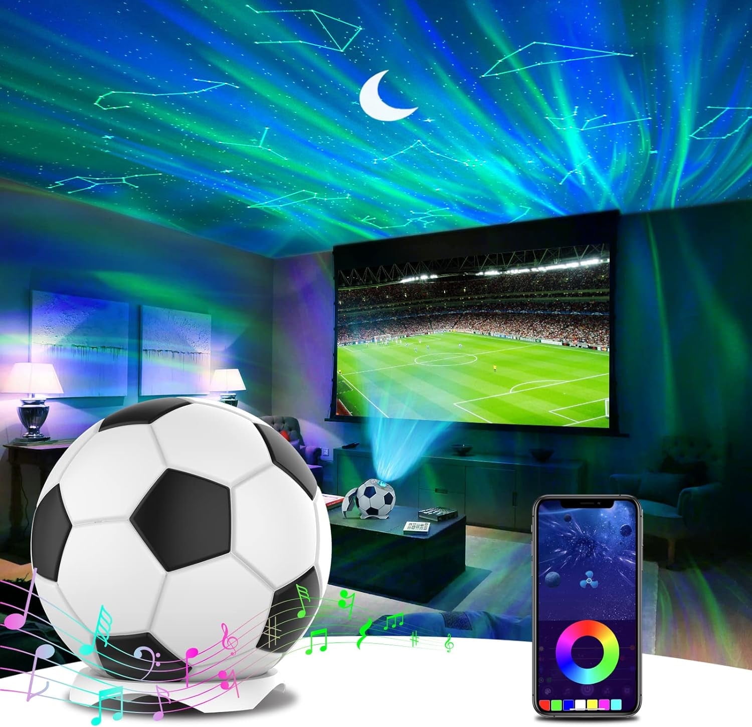 ‎6.18" Star Projector, Football Aurora Projector with 12 Constellations ...
