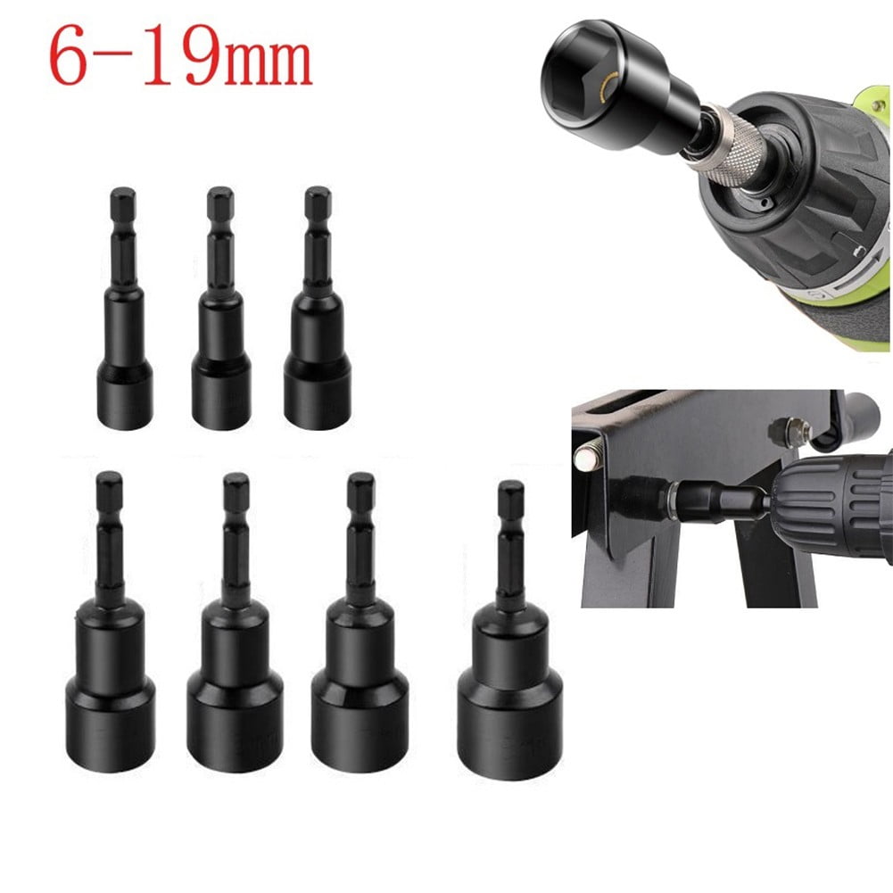 6-19Mm Impact-Socket Magnetic Nut Screwdriver Deep Socket Adapter 1/4 ...