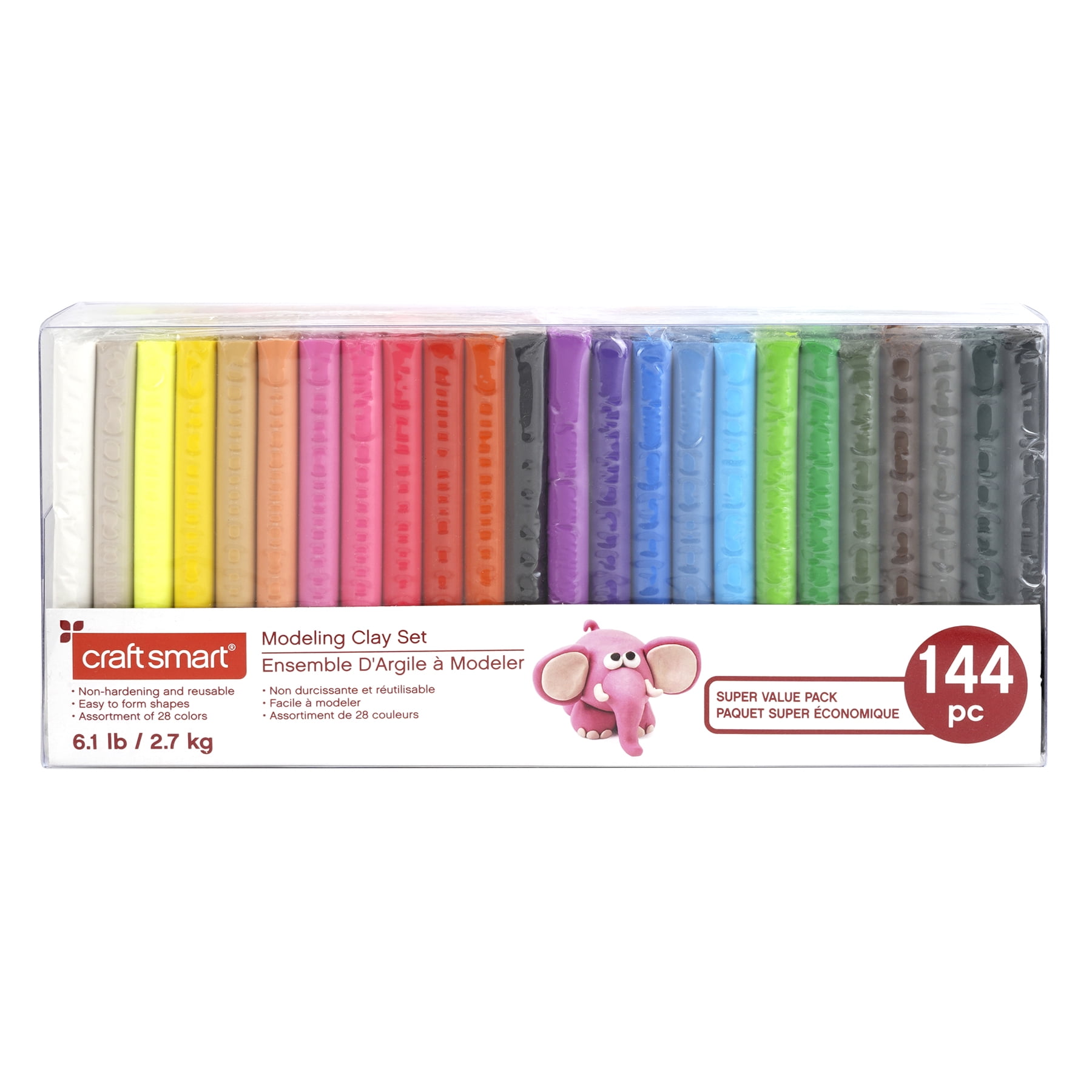 Craft Smart Modeling Clay Set, Reusable Colors, 6.1lb, 144 Pieces ...