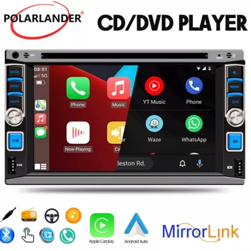 6.2" Double 2 Din Car Stereo Apple Carplay Android Auto GPS Radio Touch Screen CD DVD Player Car ...