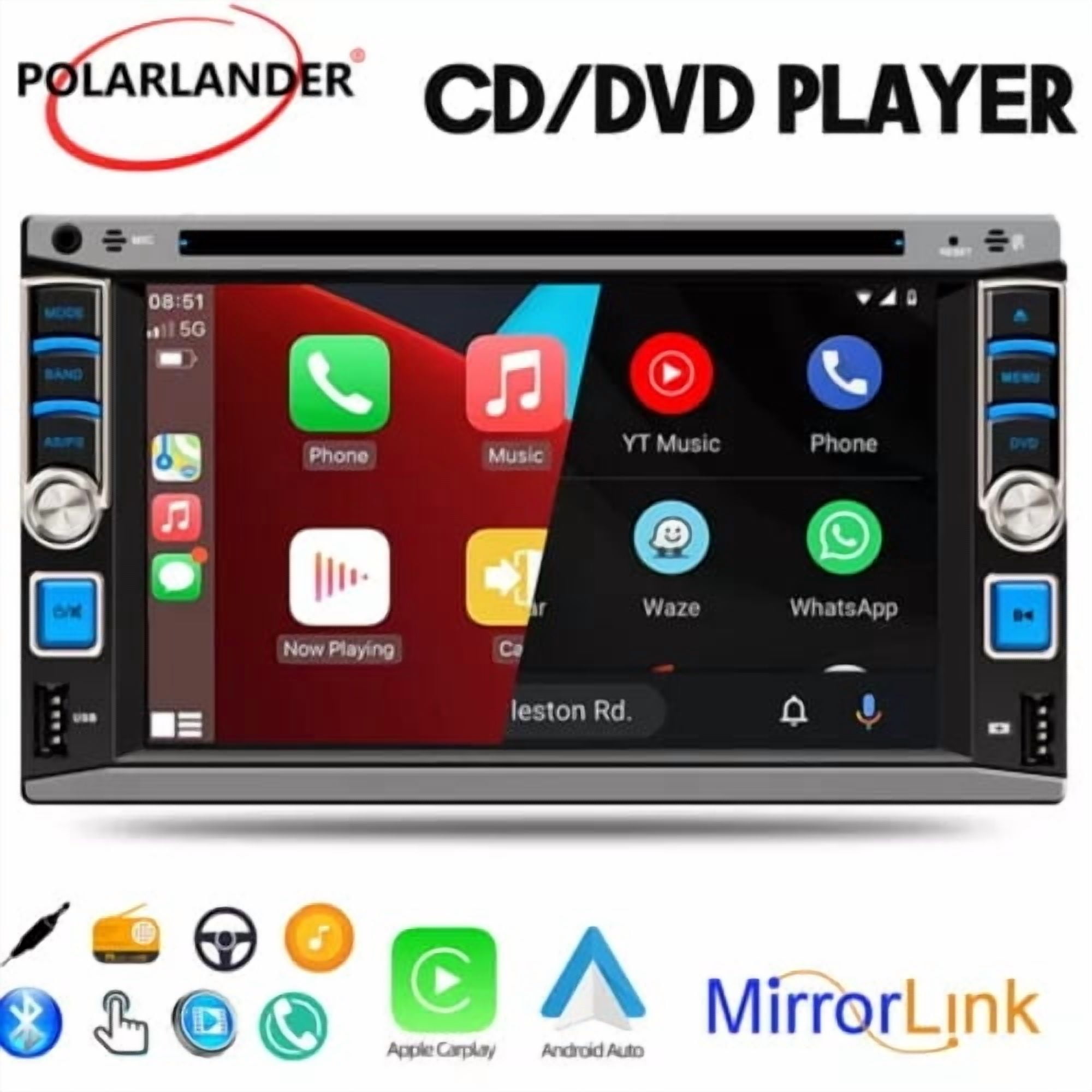 6.2" Double 2 Din Car Stereo Apple Carplay Android Auto GPS Radio Touch ...
